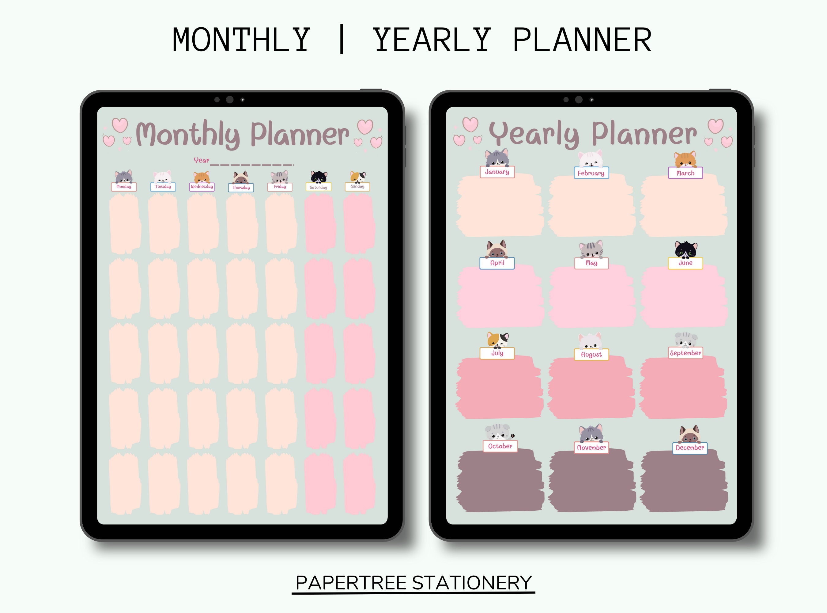 Kawaii Kitty Planner Bundle | Daily Planner | Meal Prep | to Do List ...