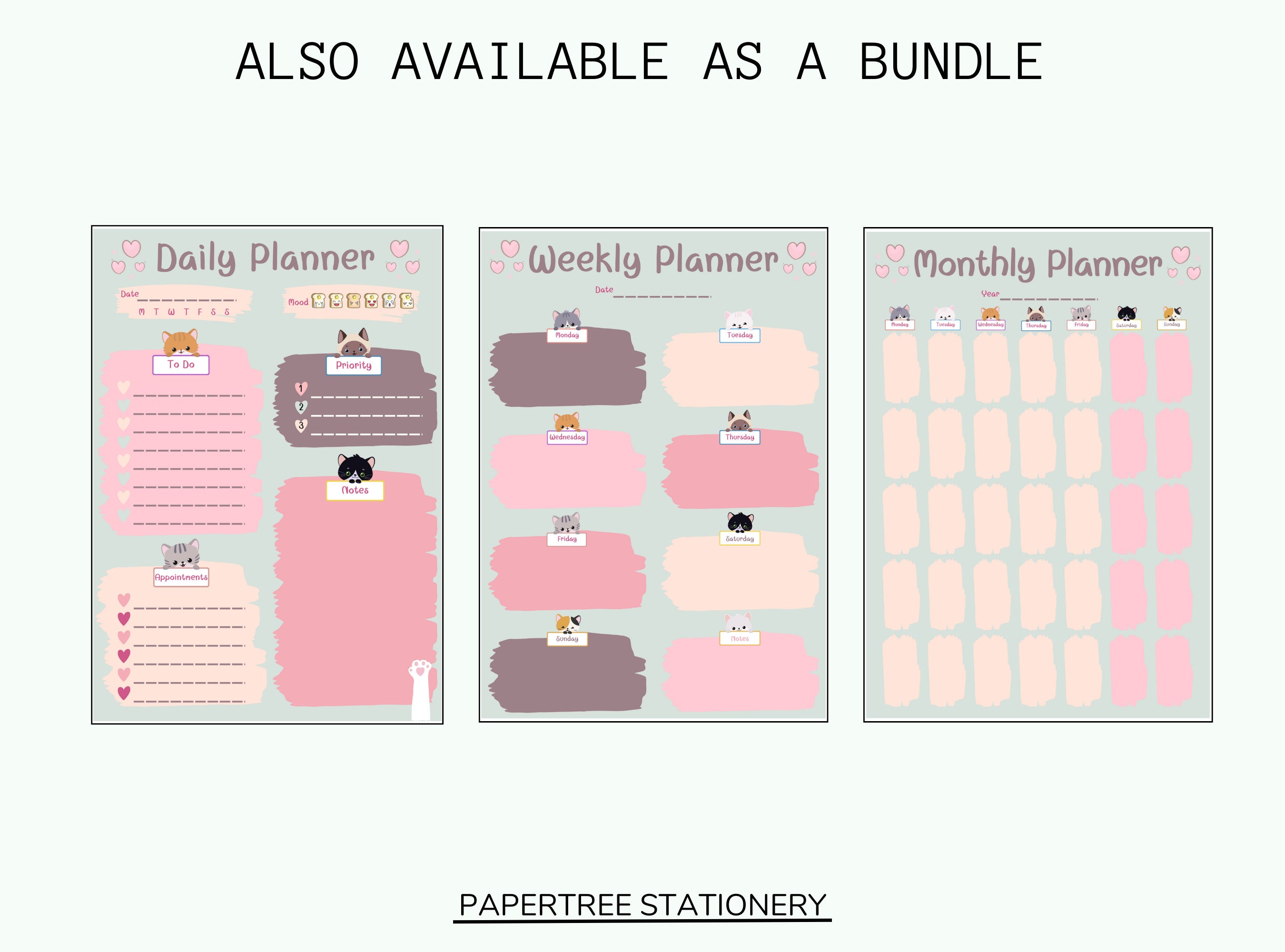 Kawaii Kitty To-do List Printable PDF | Cute Kawaii Stationery | Daily ...