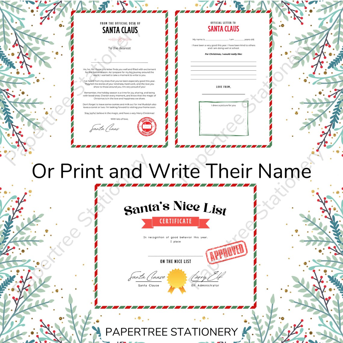 Personalized Santa Letters & Nice List Certificate - Printable ...