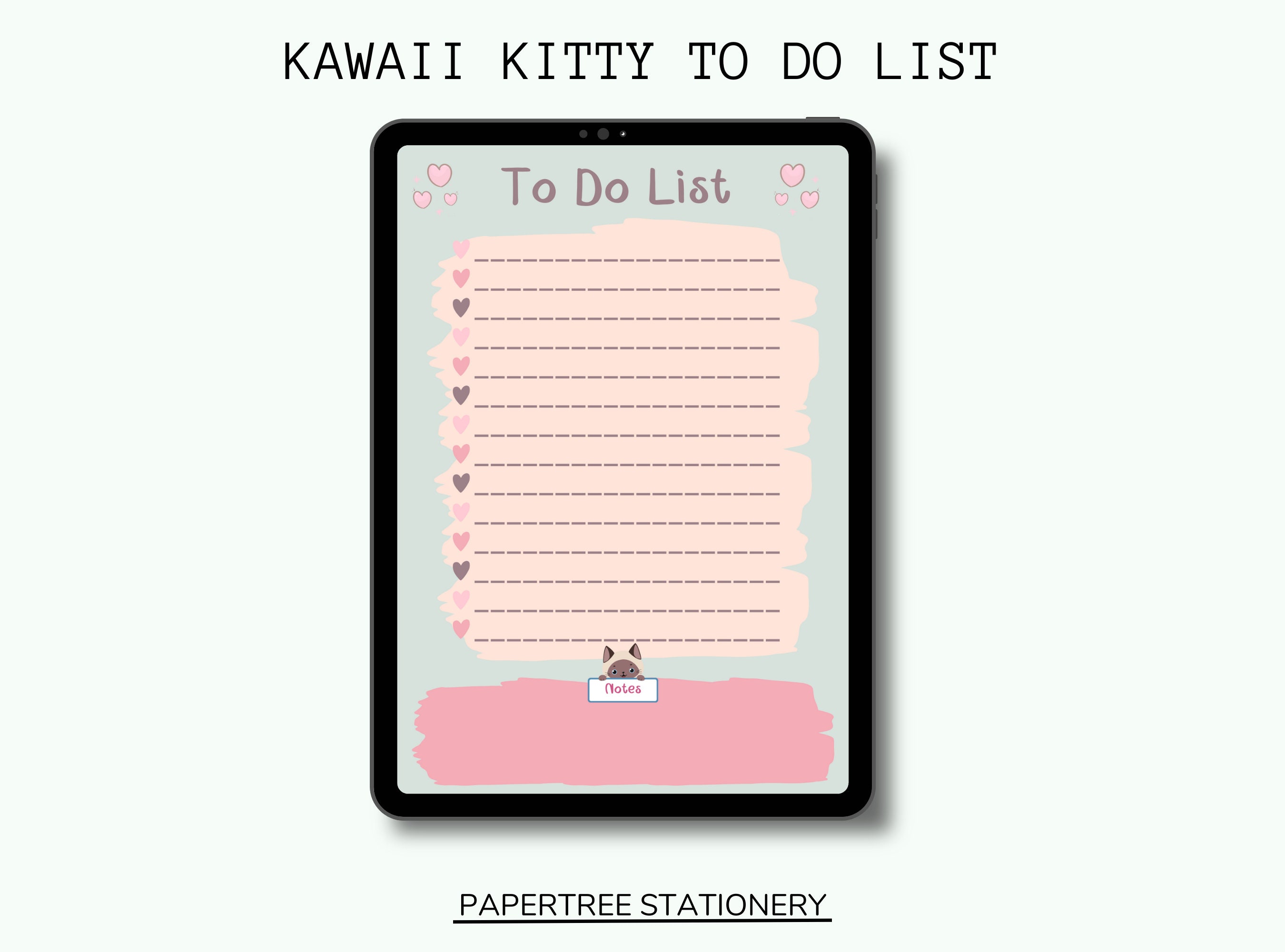 Kawaii Kitty To-do List Printable PDF | Cute Kawaii Stationery | Daily ...