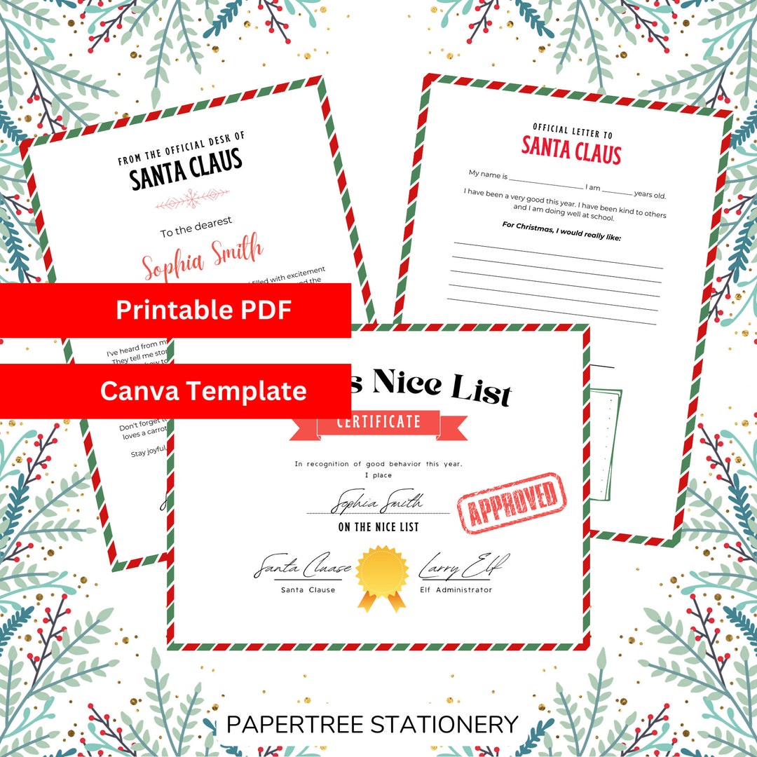 Personalized Santa Letters & Nice List Certificate Printable Christmas ...