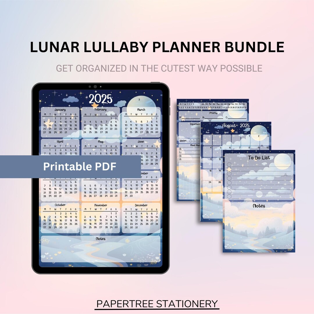 Lunar Lullaby Planner Set 2025 | Dated & Undated PDF | Daily Monthly ...