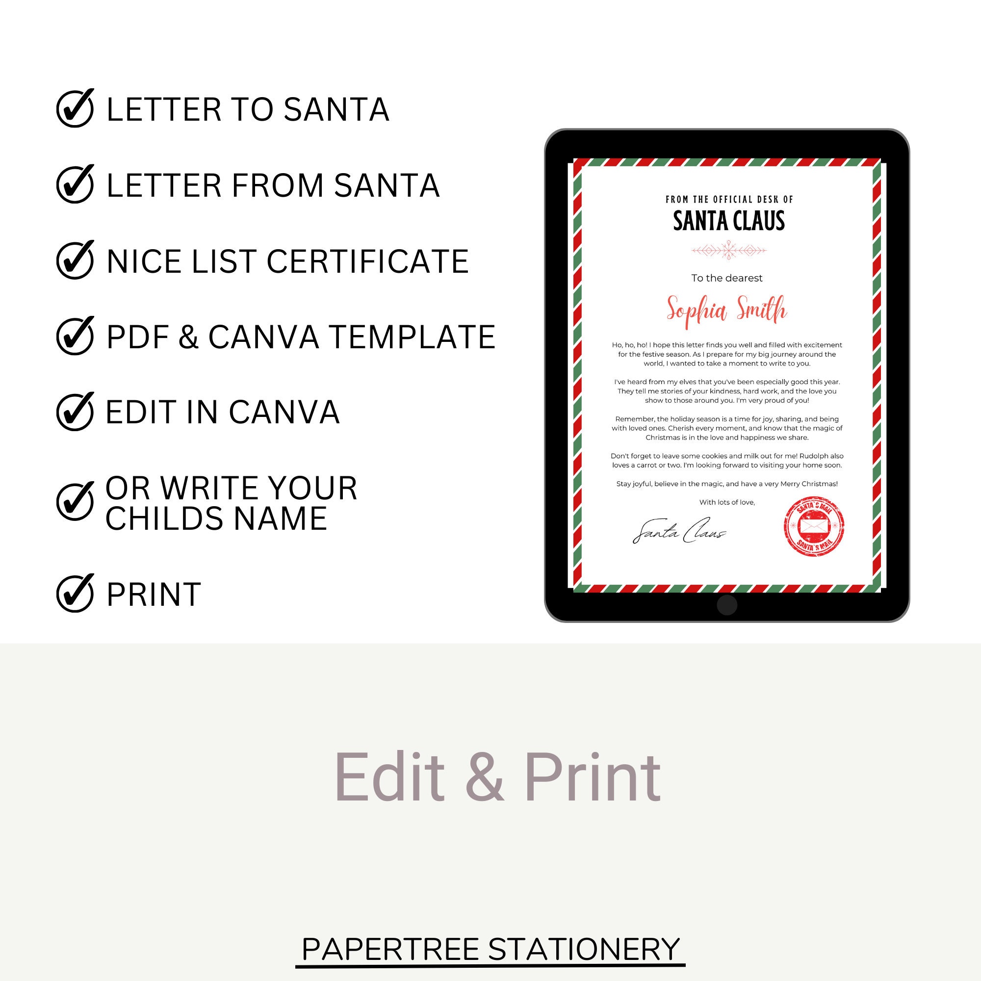 Personalized Santa Letters & Nice List Certificate - Printable ...