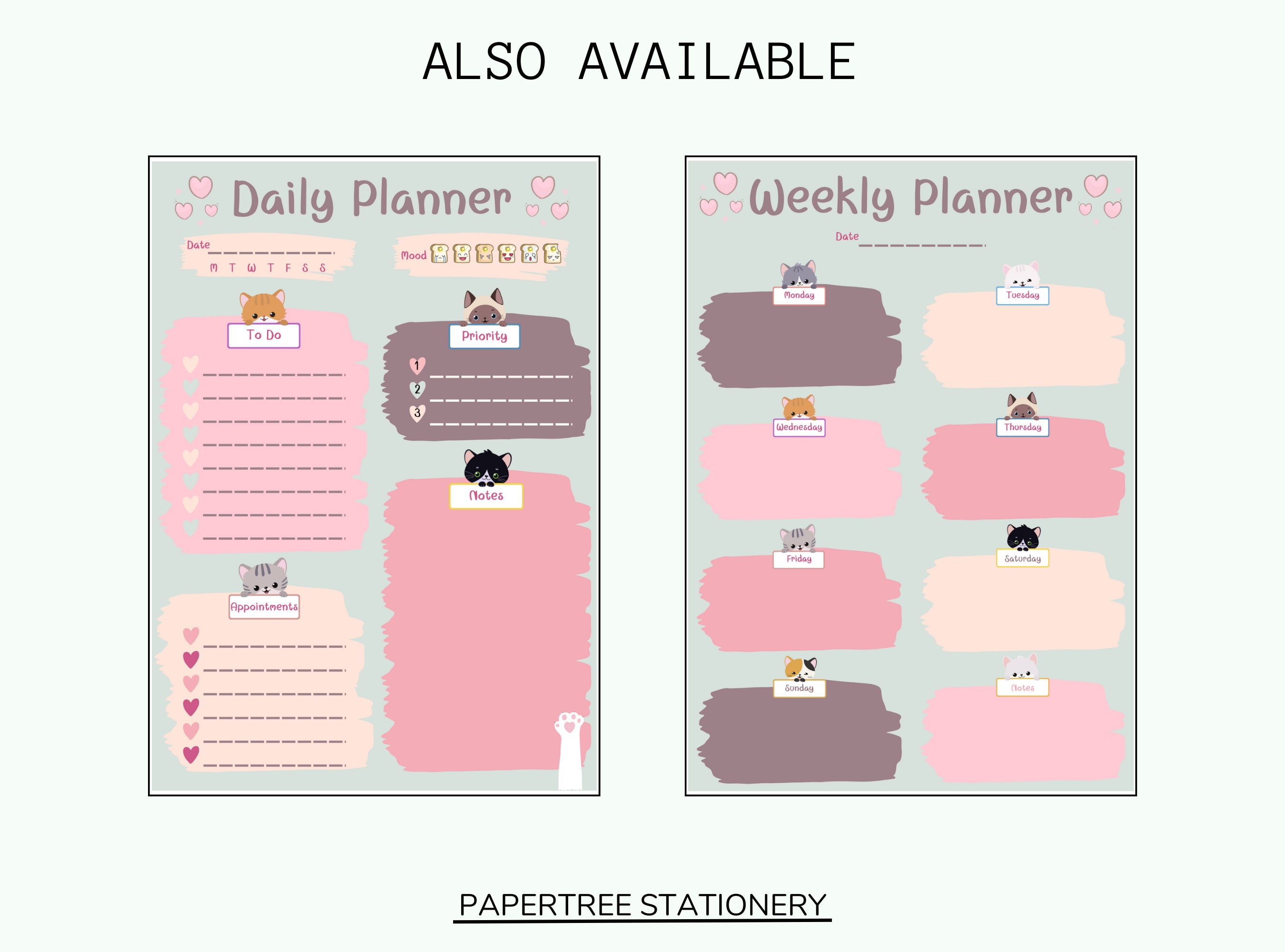 Kawaii Kitty To-do List Printable PDF | Cute Kawaii Stationery | Daily ...