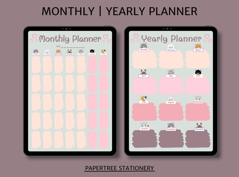 Cat Planner Set | Kawaii Kitty Daily, Weekly, Monthly (printable PDF ...
