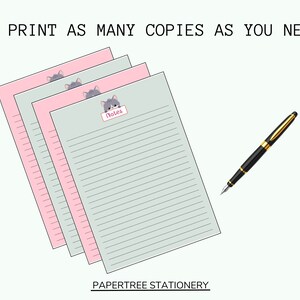 Cute Kawaii Kitty Lined Digital Paper Printable PDF | Aesthetic Writing ...