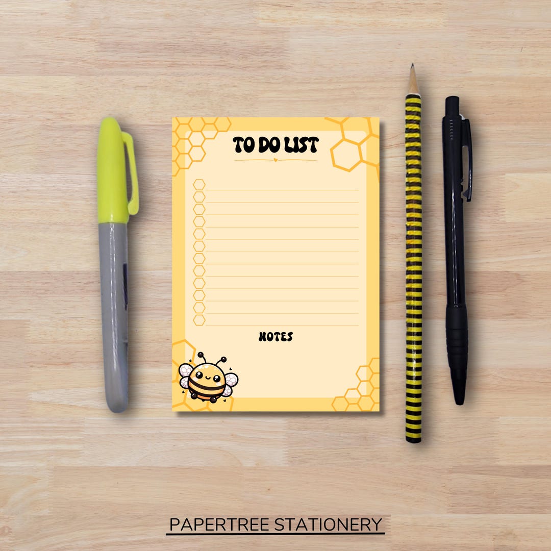 Cute Bee Notepad | A6 Notes / to Do List | 50 Pages | Bumble Bee ...