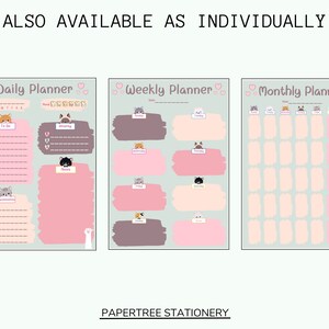 Kawaii Kitty Planner Bundle Printable PDF | Daily, Weekly & Monthly ...