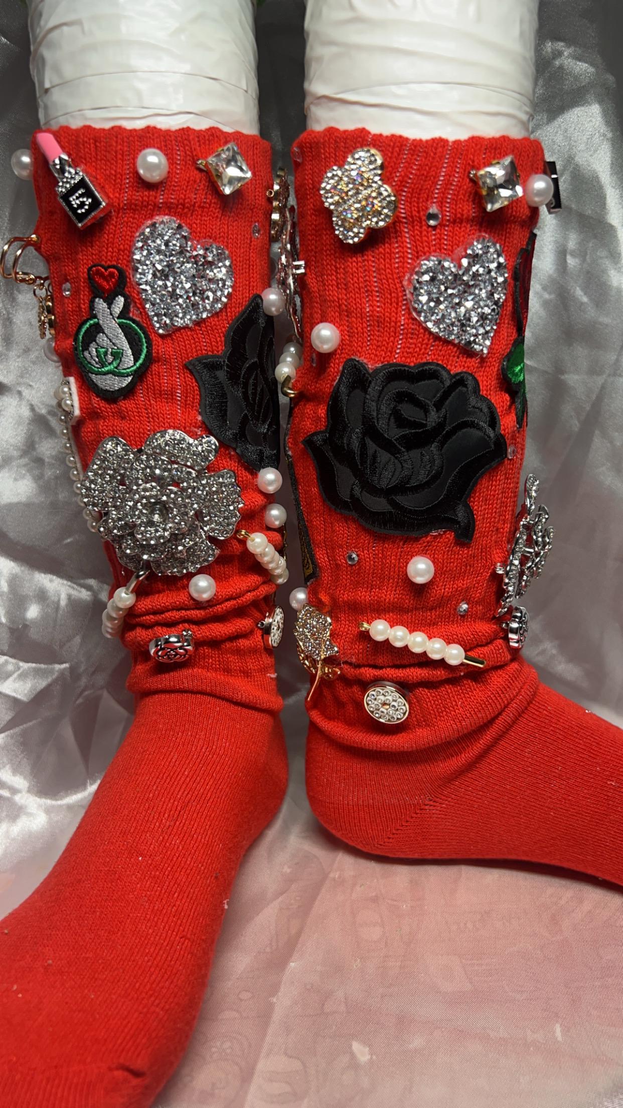 Handmade Junk Socks: Rhinestone & Pearl Charms, Custom Lettering - Etsy