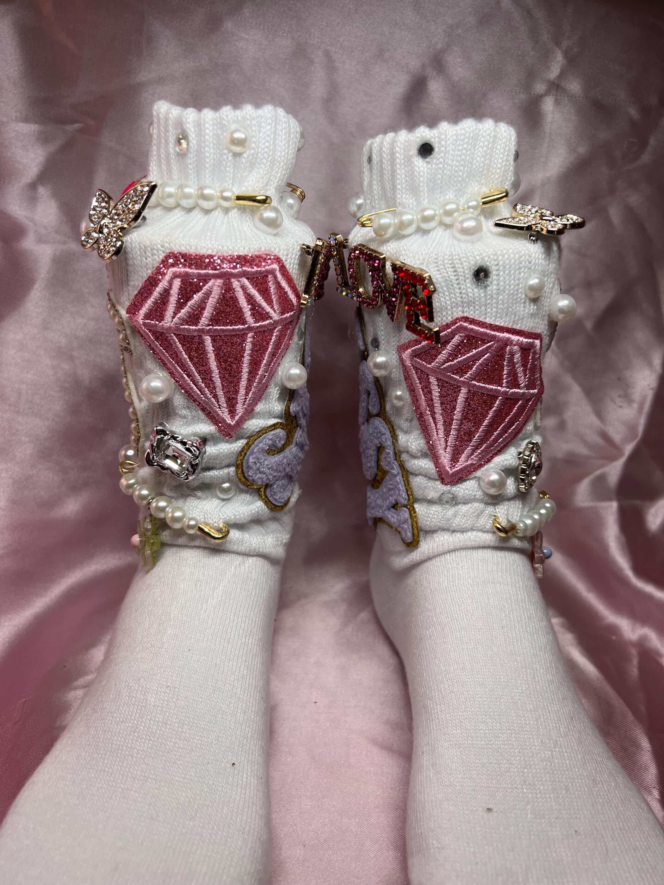 Handmade Pearl & Rhinestone Junk Socks: Blinged Charms, Pendants - Etsy