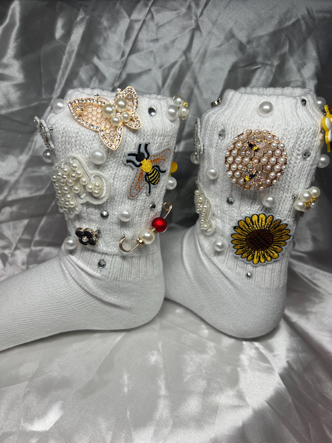 Bey Hive Junk Socks | Blinged Out Charms | Pearls | Fashionable ...