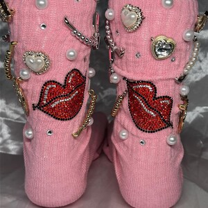 Handmade Blinged Junk Socks: Pearl & Rhinestone Charms, Customized ...