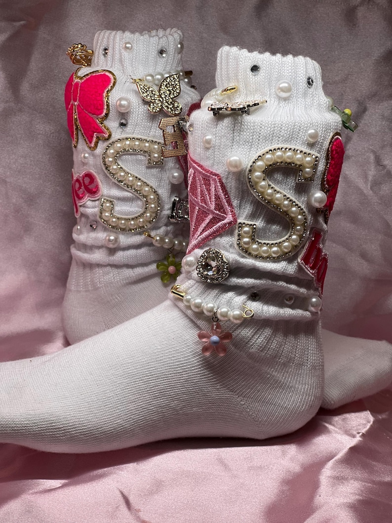 Handmade Pearl & Rhinestone Junk Socks: Blinged Charms, Pendants - Etsy