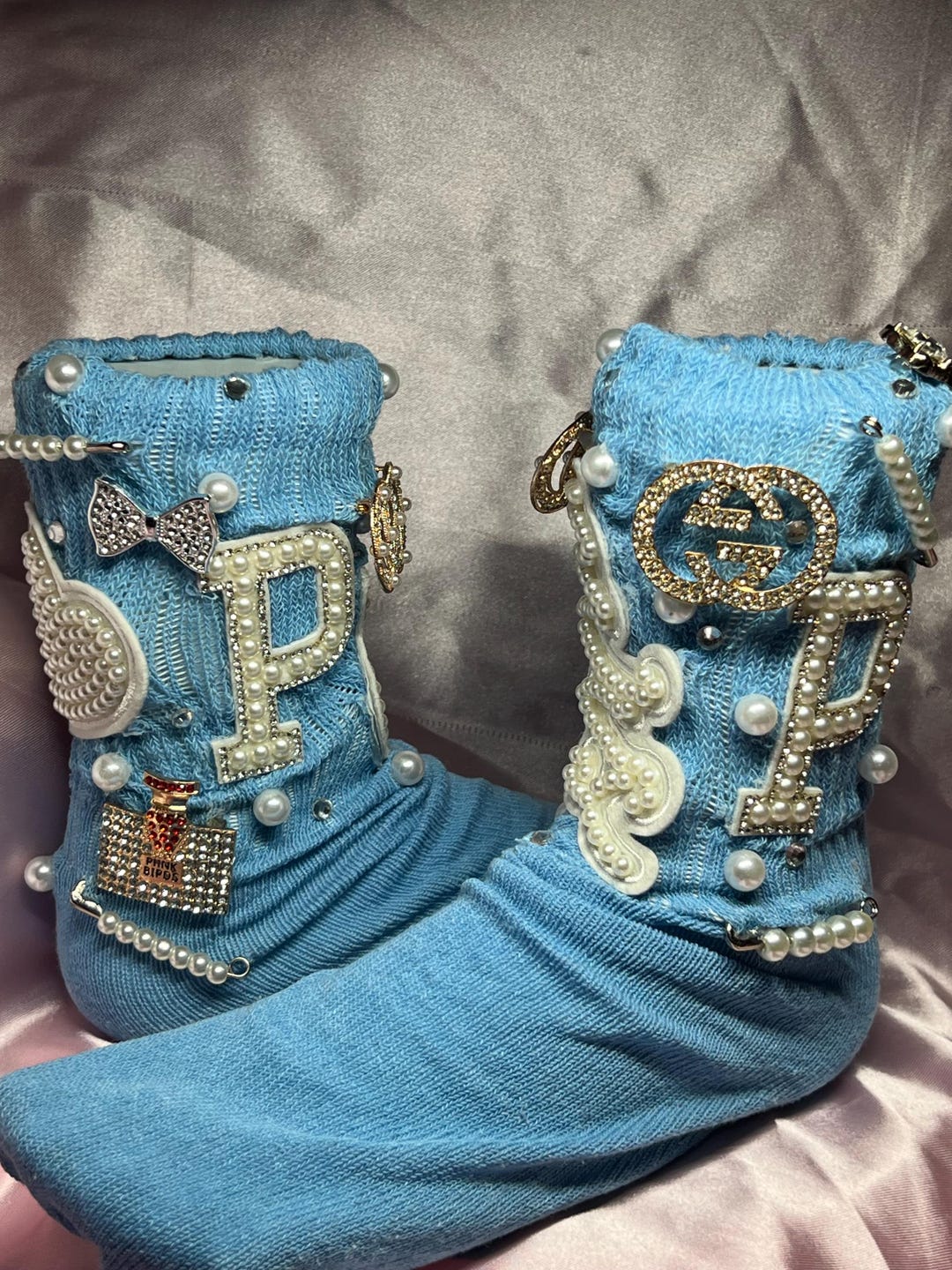 Handmade Blinged Junk Socks: Pearl & Rhinestone Charms, Customized ...
