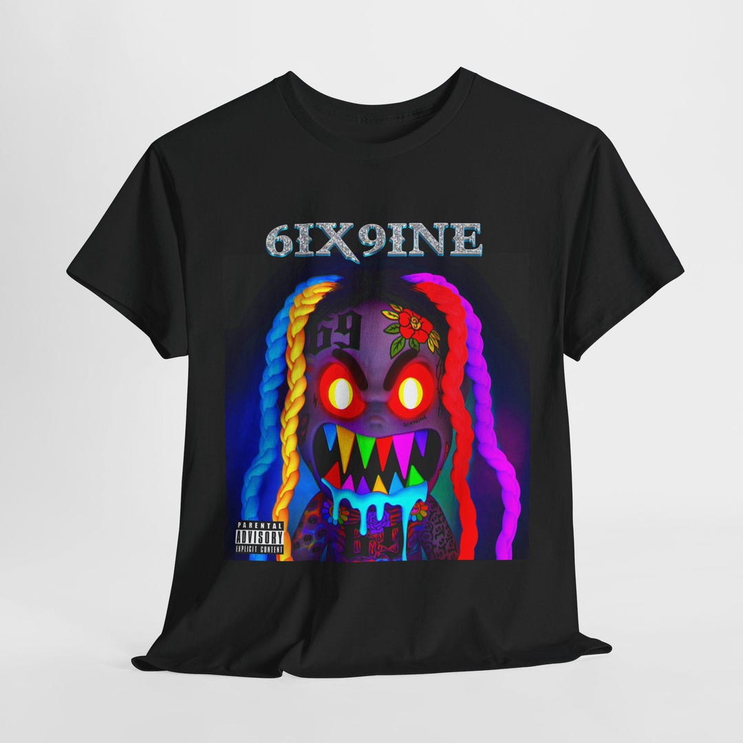 TEKASHI 6IX9INE Heavy Cotton T-shirt 69 Tee Shirt Scum Gang Nine Trey ...
