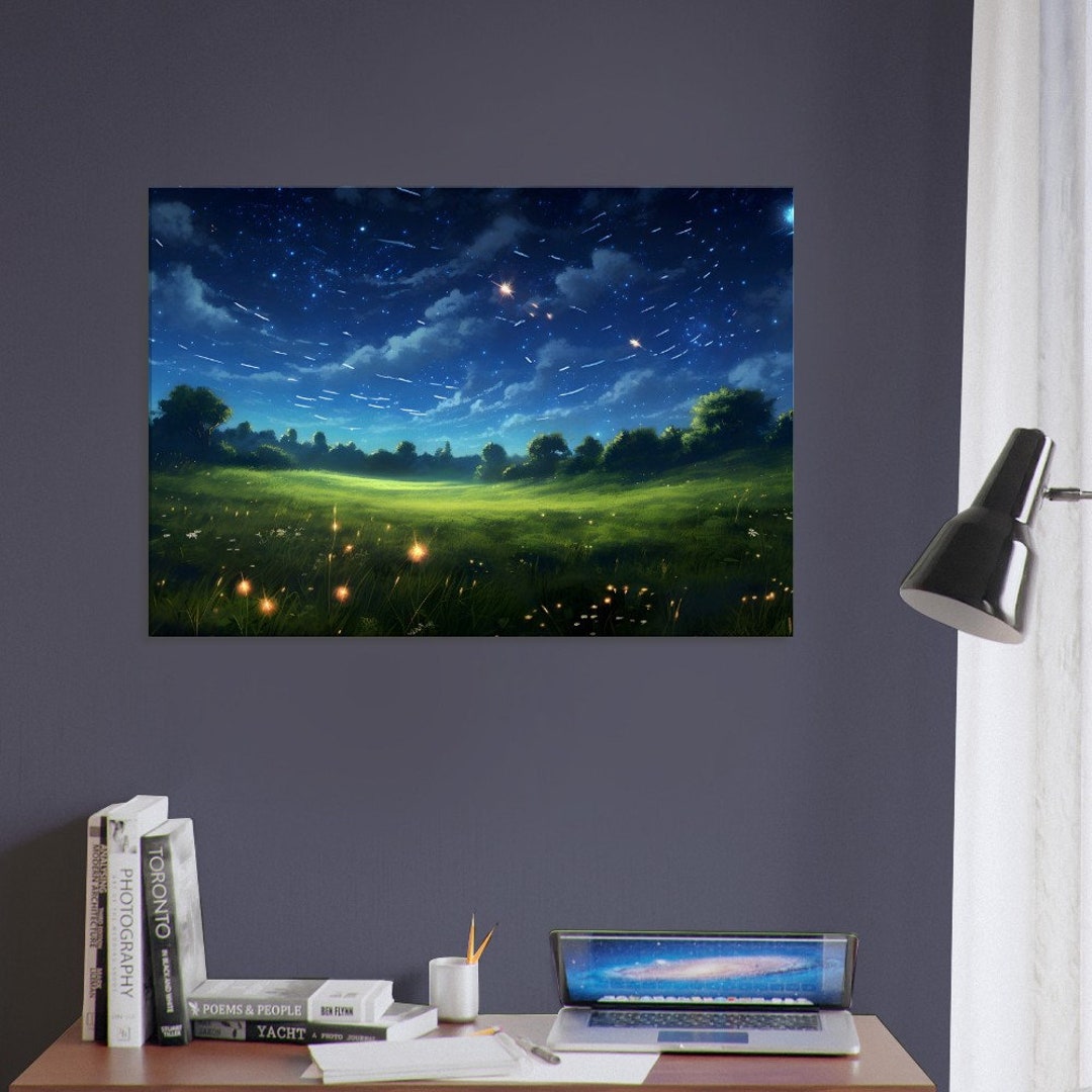 Field Full of Fireflies Nature Landscape Wall Art Canvas - Etsy