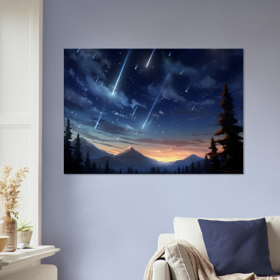 Meteor Shower in the Night Sky Nature Wall Art Canvas - Etsy