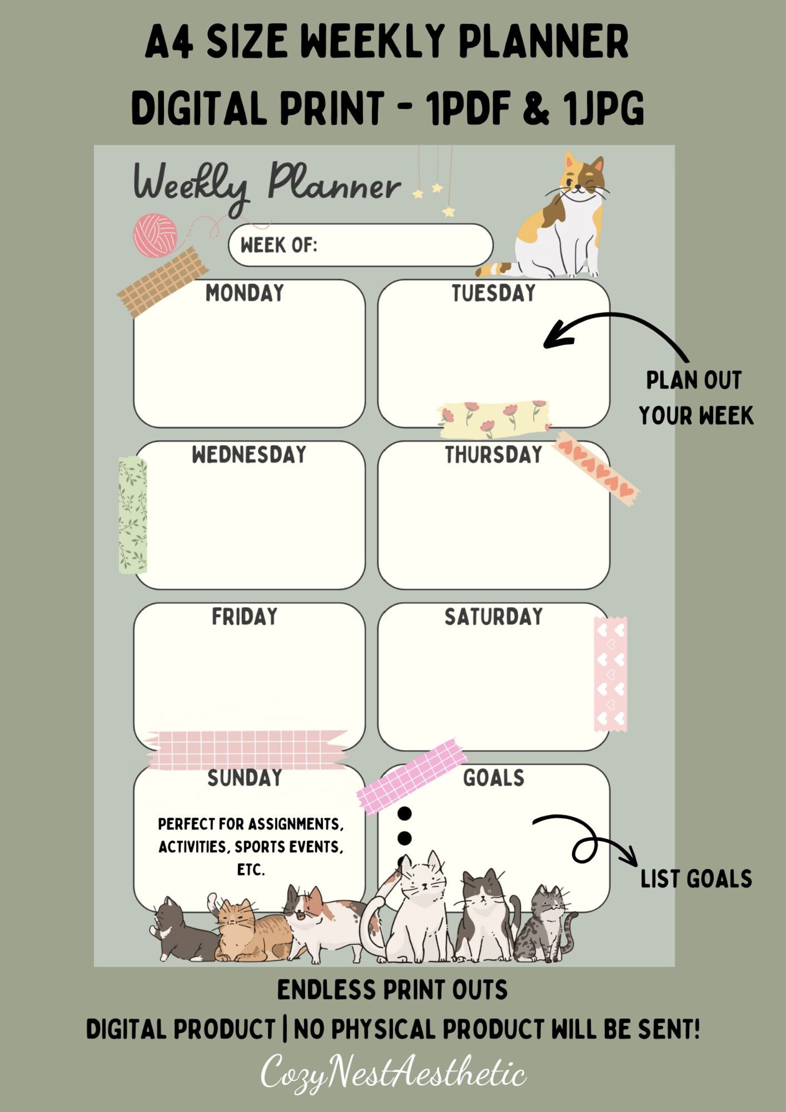 A4 Size Digital Planner Digital Download Weekly Planner Printable ...