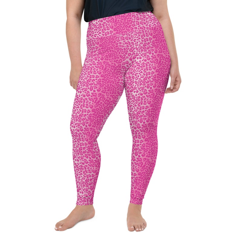 Betsey Hot Pink Leopard Print Plus Size Leggings for Everyday, Yoga and ...