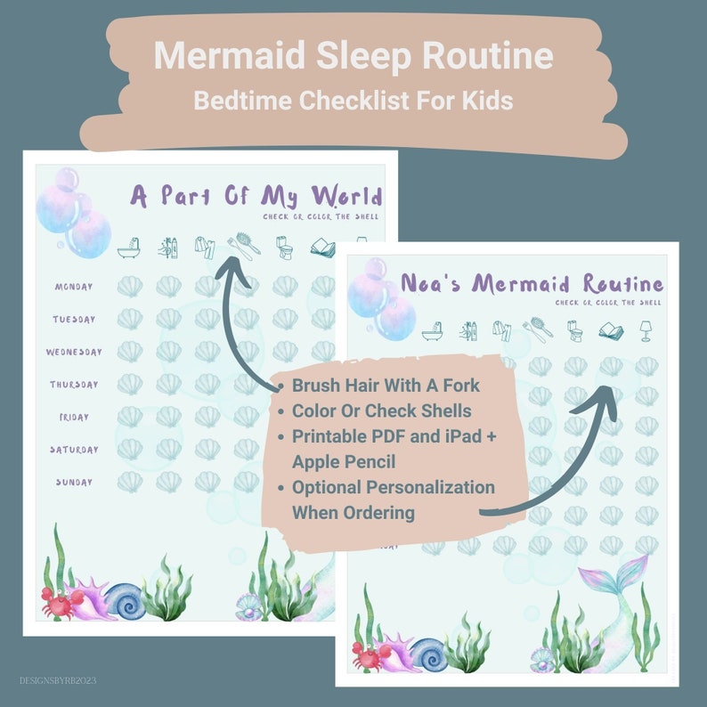 Mermaid Bedtime Checklist - Etsy