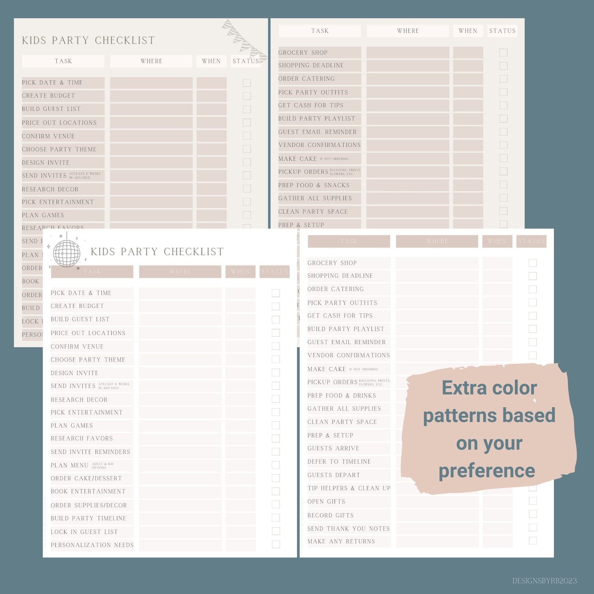 Kids Party Checklist - Etsy