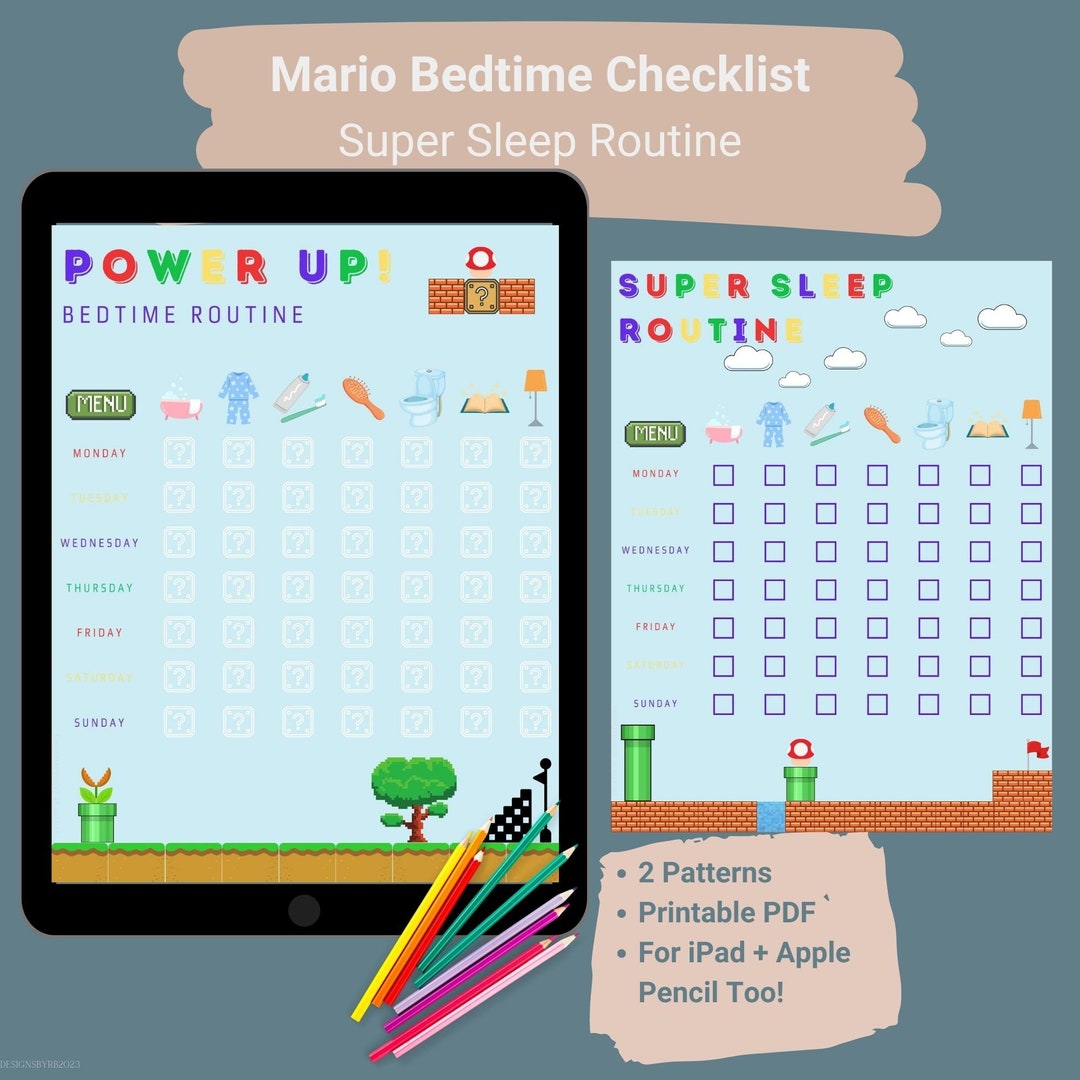 Mario Super Sleep Checklist - Etsy