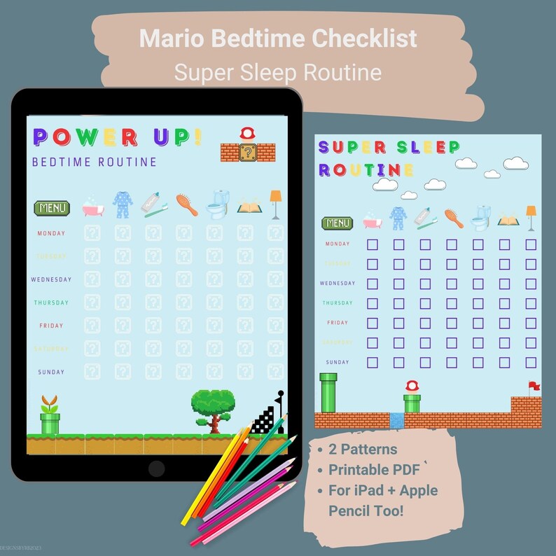 Mario Super Sleep Checklist - Etsy