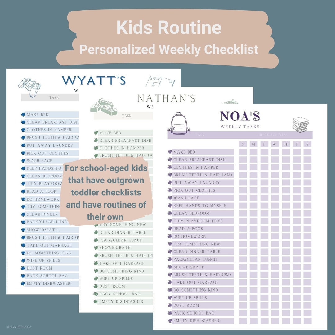 Kids Routine & Weekly Checklist - Etsy