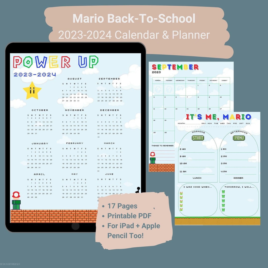 Mario Back-to-school Planner & Calendar - Etsy