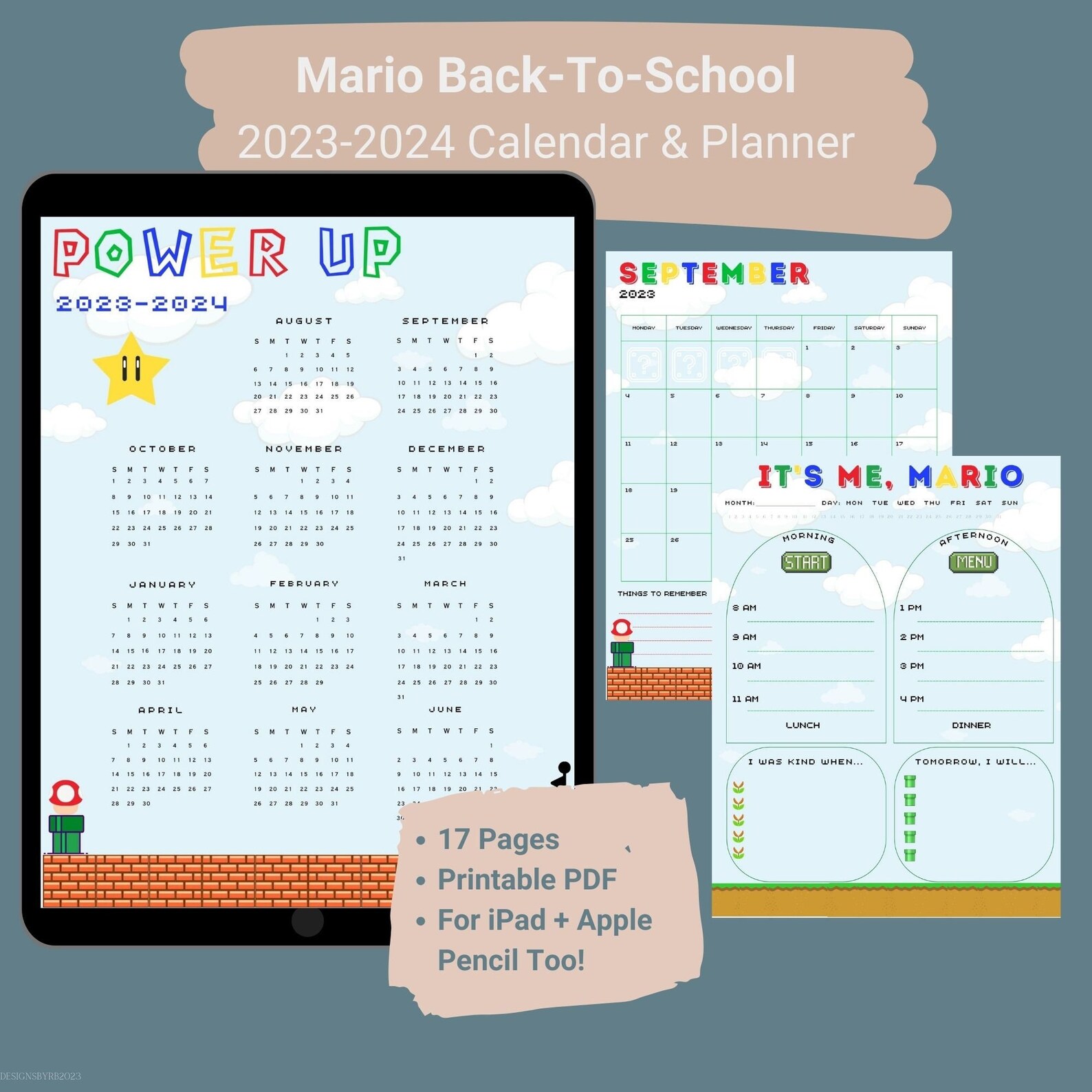 Mario Back-to-school Planner & Calendar - Etsy