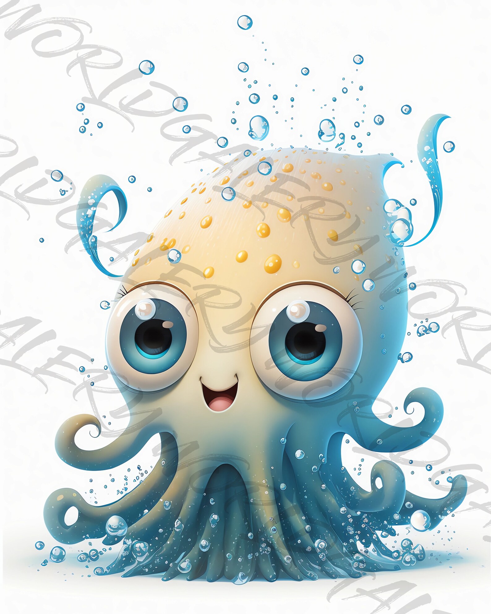 Baby Squid Printable, Sea Animals, Squid Paitings, Printable Drawing ...