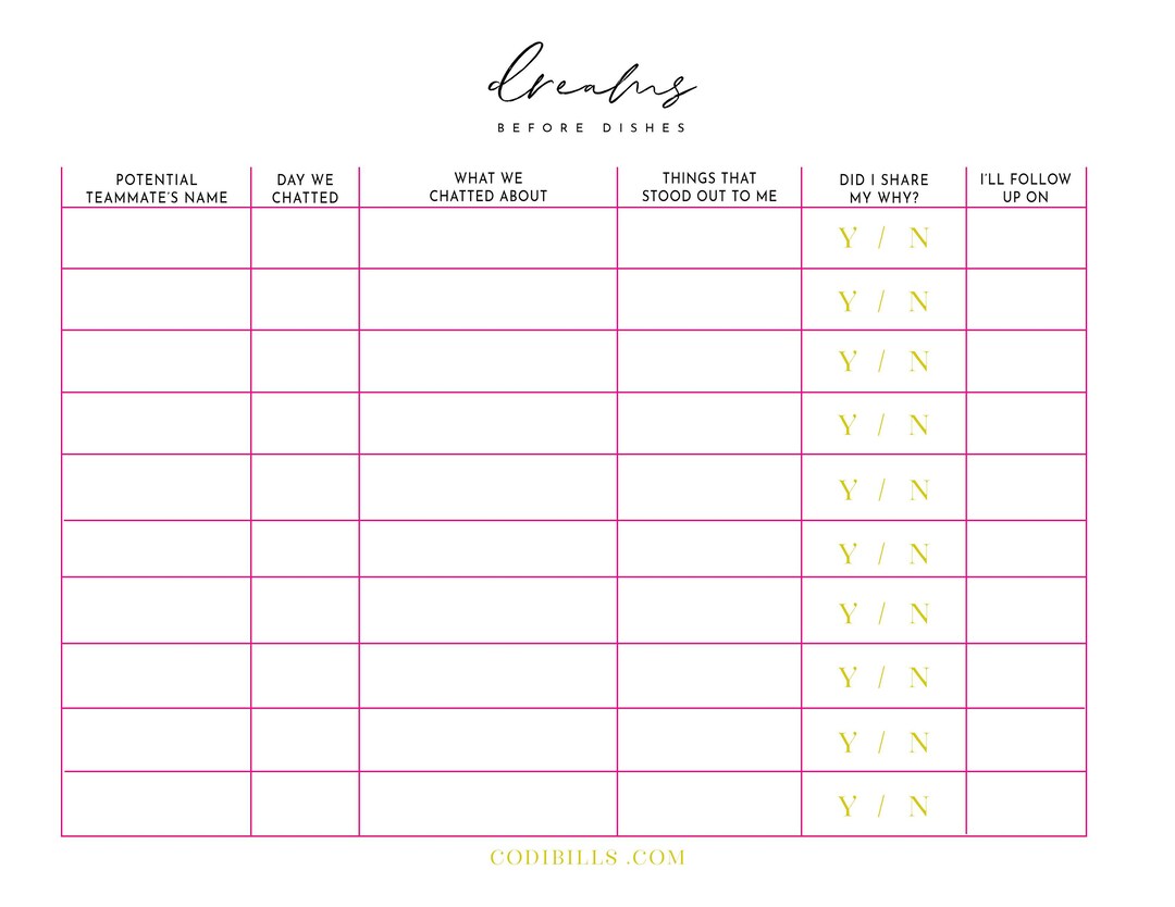 Direct Sales Follow up Tracking Sheet-digital Download - Etsy