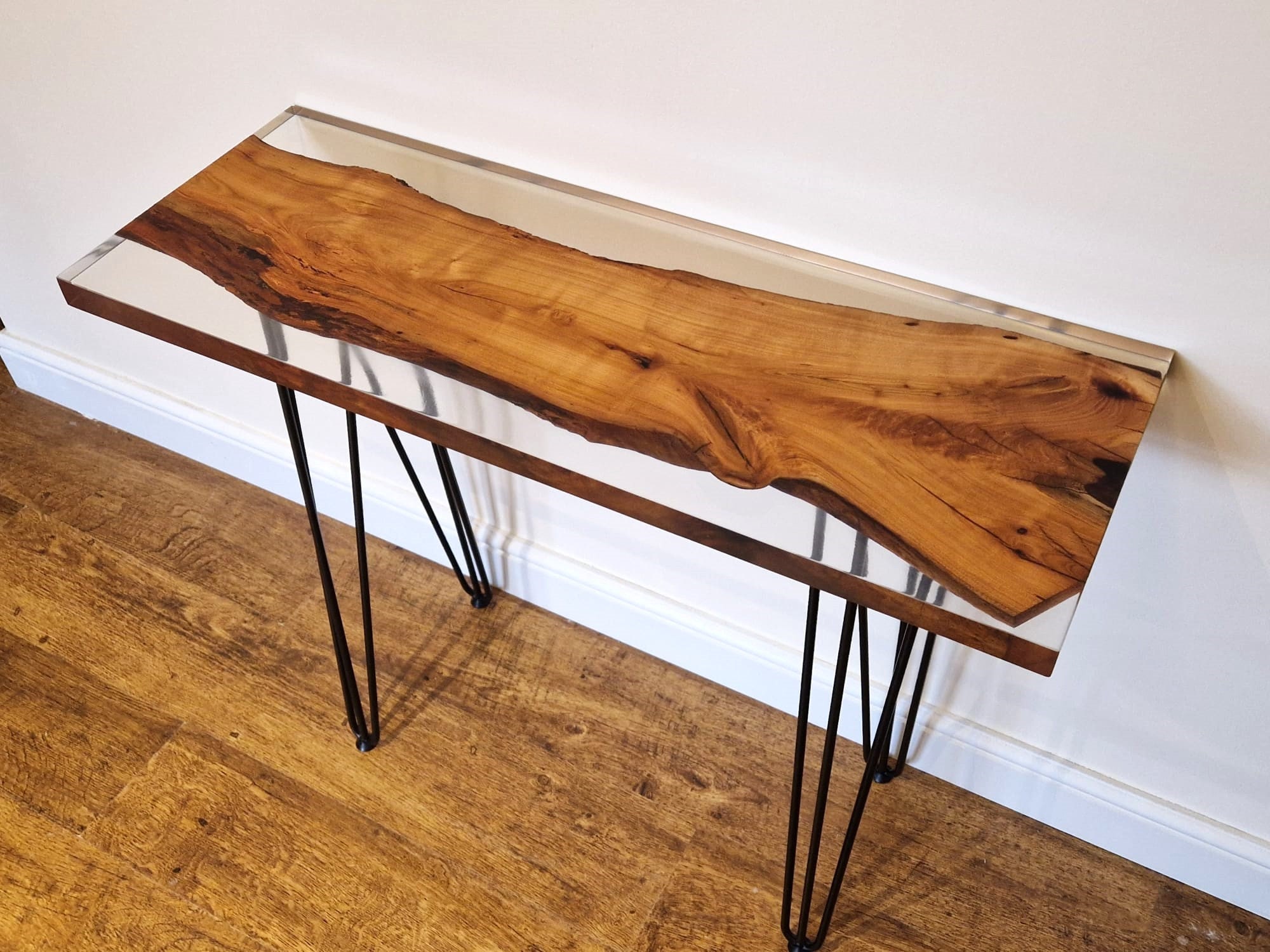 Unique Handmade Luxury Cherry Wood & Epoxy Resin Console Table - Etsy