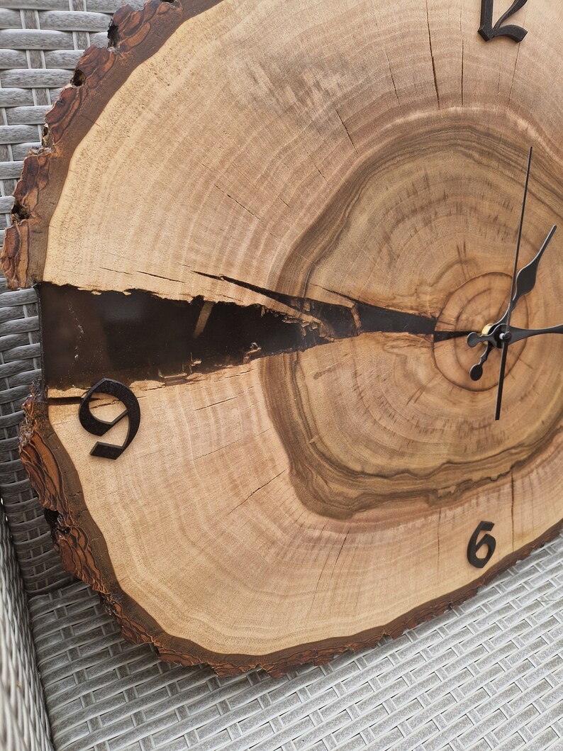 Large European Walnut Wall Clock Bespoke Wall Clock Natural Wooden ...