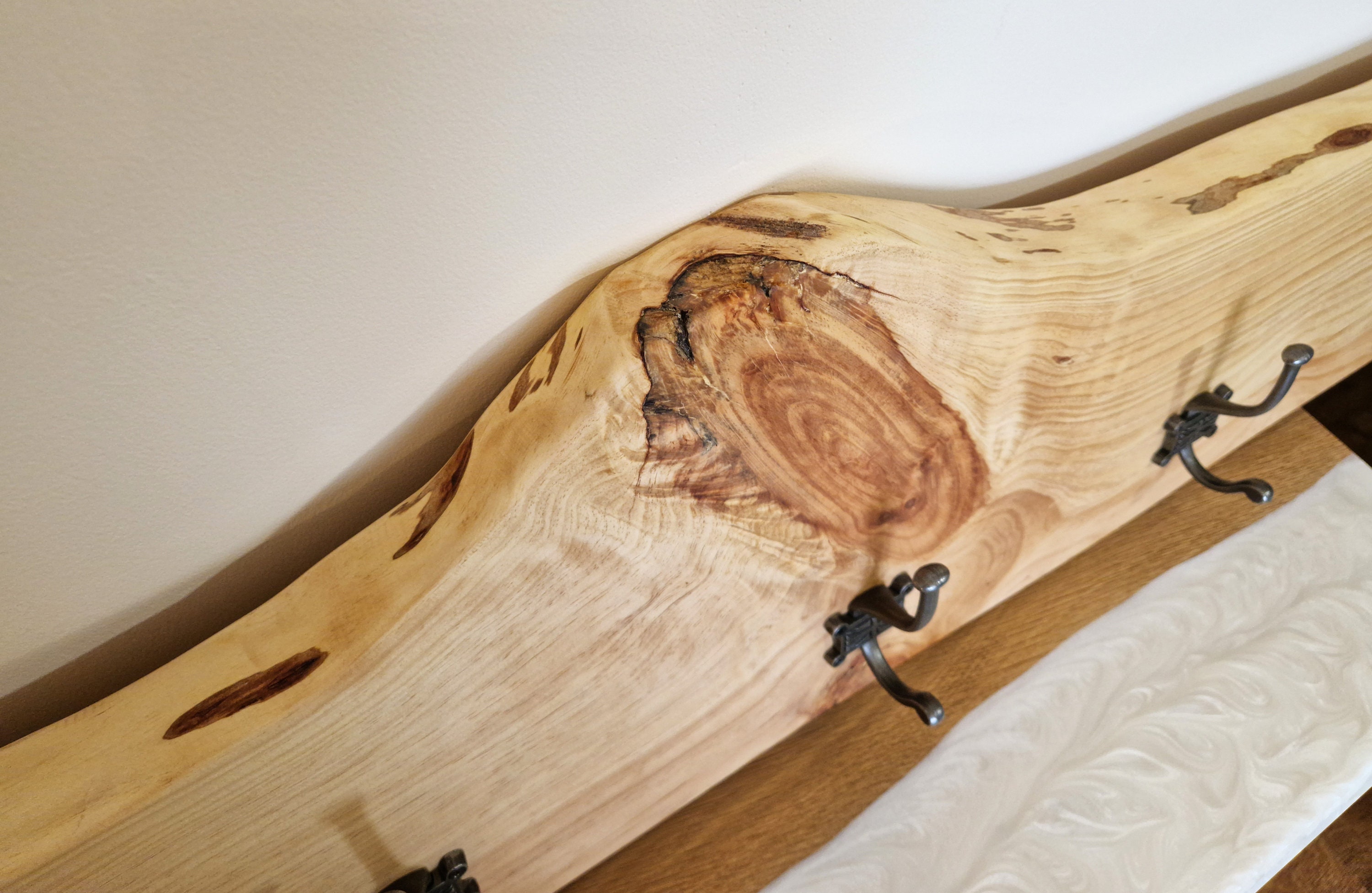 Handmade Large 143 Cm Long Live Edge Pine Wood Coat Hanger Hallway ...