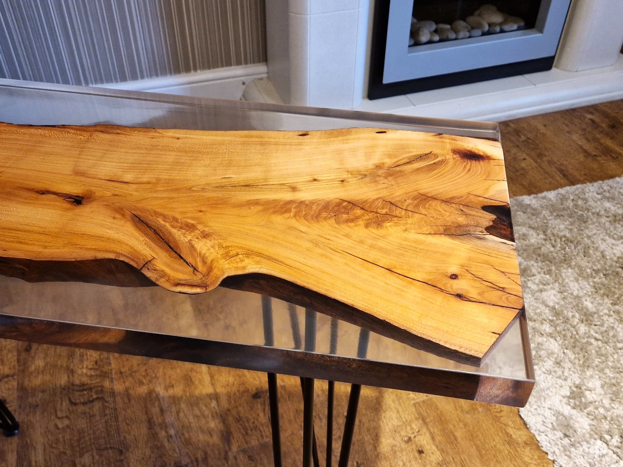 Unique Handmade Luxury Cherry Wood & Epoxy Resin Console Table - Etsy