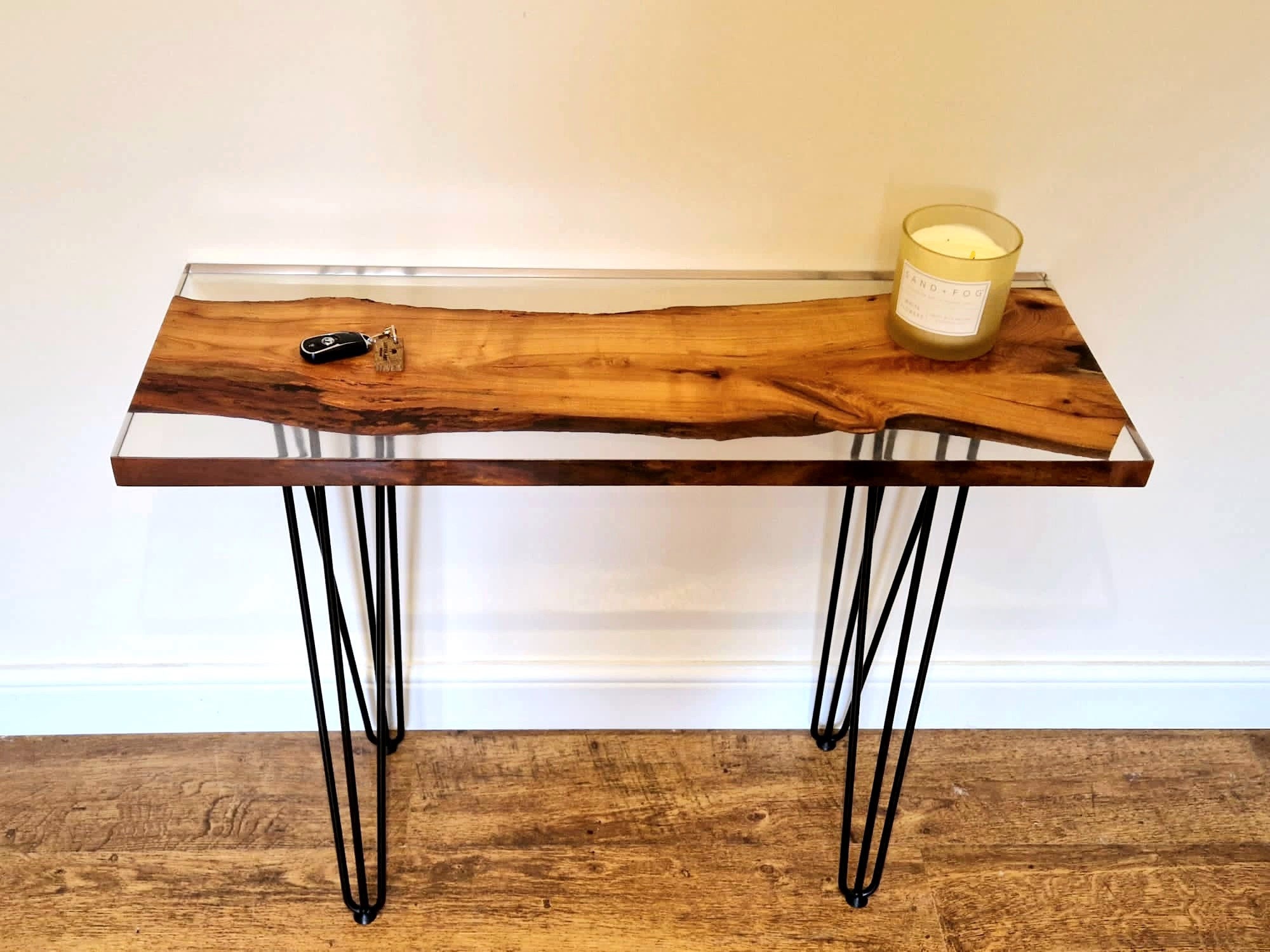 Unique Handmade Luxury Cherry Wood & Epoxy Resin Console Table - Etsy
