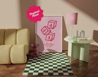 444 Print, Angel Numbers Poster, Pink Poster, Dice Wall Art, Spiritual ...