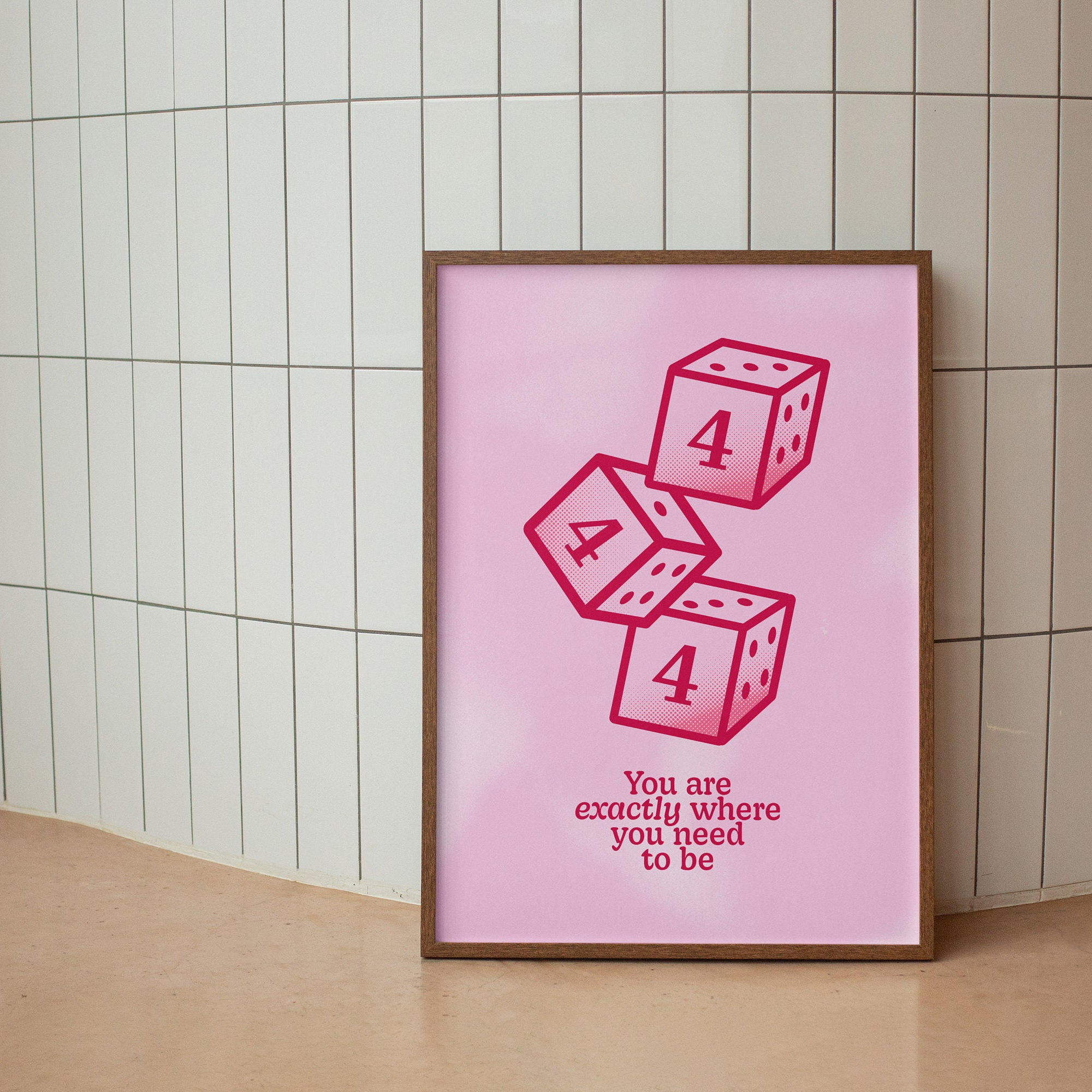 444 Print, Angel Numbers Poster, Pink Poster, Dice Wall Art, Spiritual ...