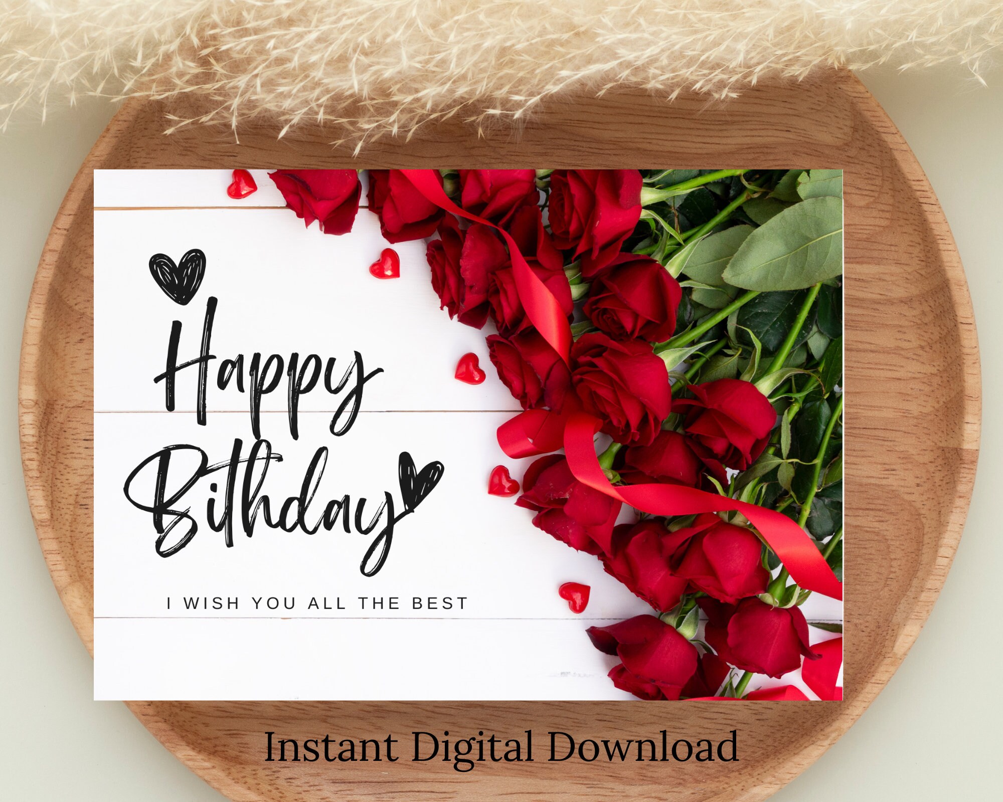 Rose Background Card, Happy Birthday Card, Birthday Greeting Card ...