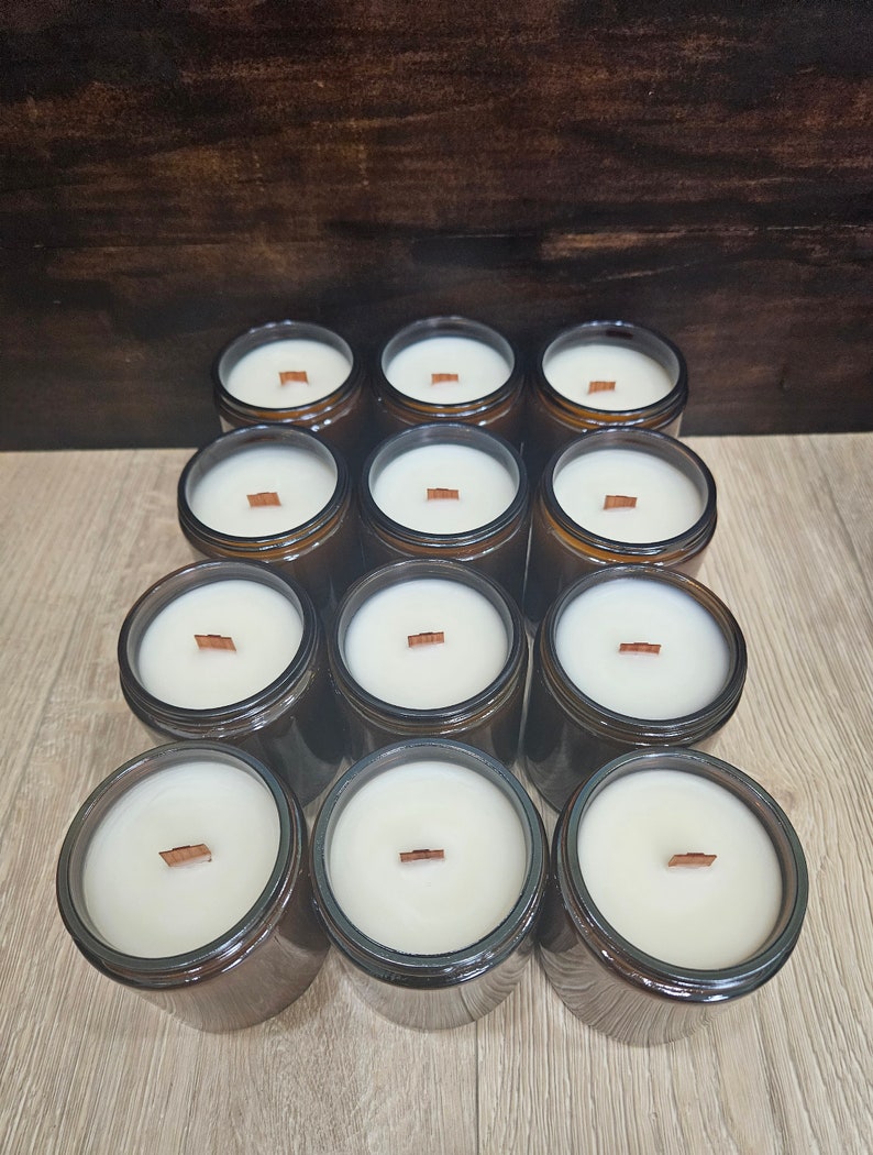 8oz Amber Jar Candles No Label Bulk Candles Custom Label Candles Black ...