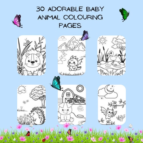 Baby Animal Colouring Pages - Etsy