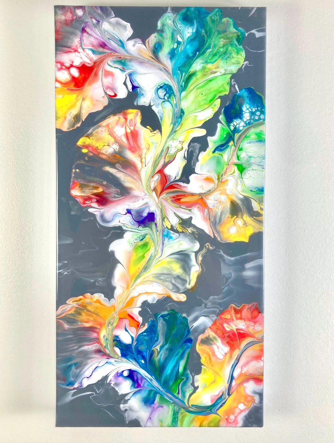 Rainbow Ribbon Dutch Pour Painting: Iridescent Epoxy Resin Art (10x20 ...