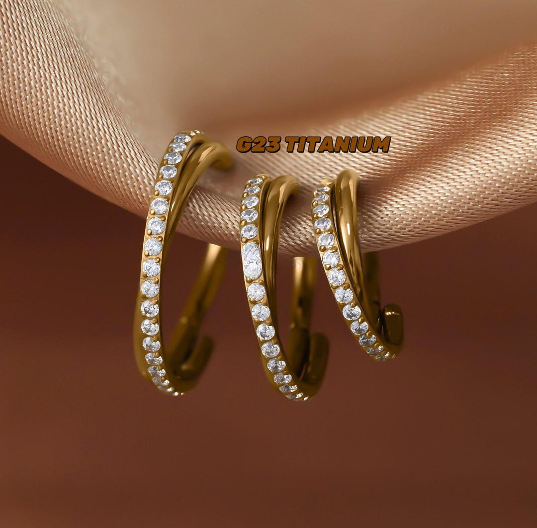 16G Cross Crystal Cartilage Clicker - Titanium Clicker - Small Hoop ...