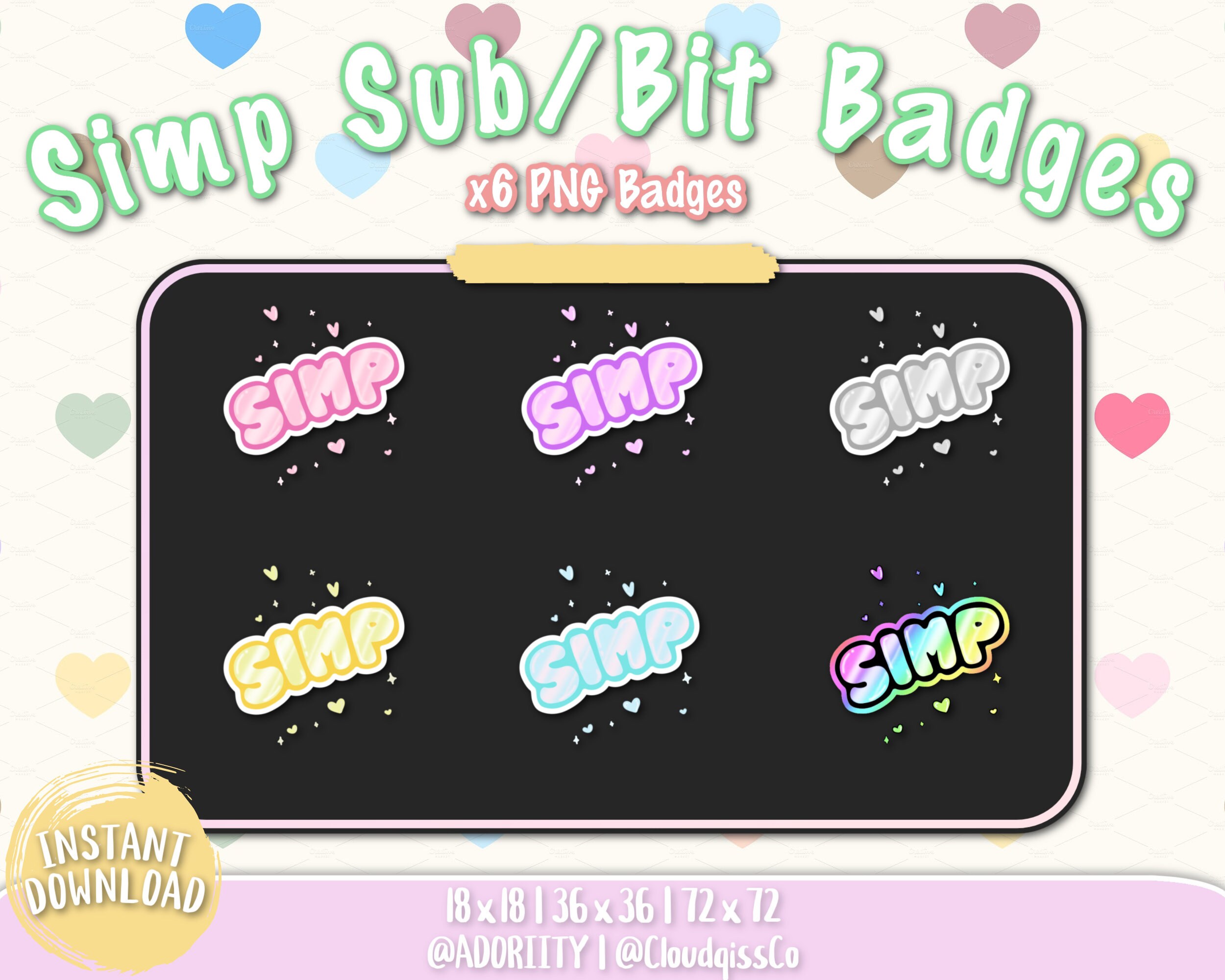 X6 Simp Sub/bit Badges Twitch Discord Sub Badges Bit - Etsy
