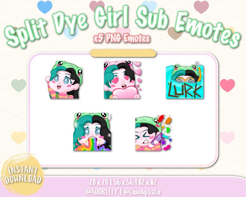 X5 Split Dye Girl Emotes | Twitch | Discord | Emotes | Cute | Kawaii ...