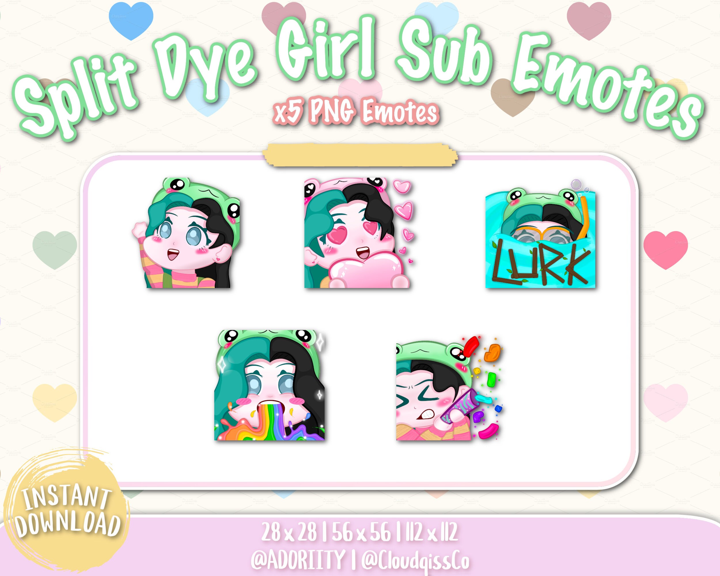 X5 Split Dye Girl Emotes | Twitch | Discord | Emotes | Cute | Kawaii ...