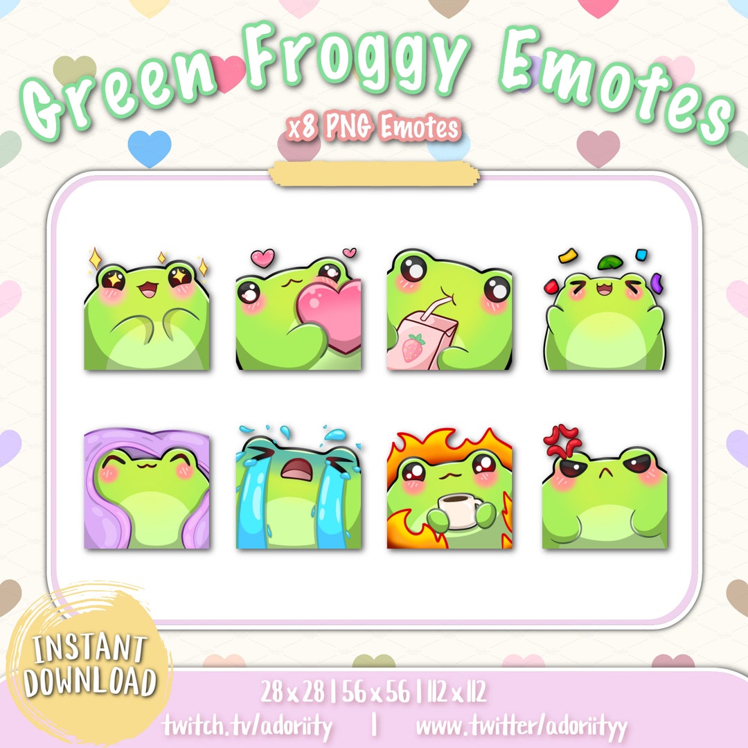 X8 Green Frog Froggy Emotes | Twitch | Discord | Youtube | Kawaii ...
