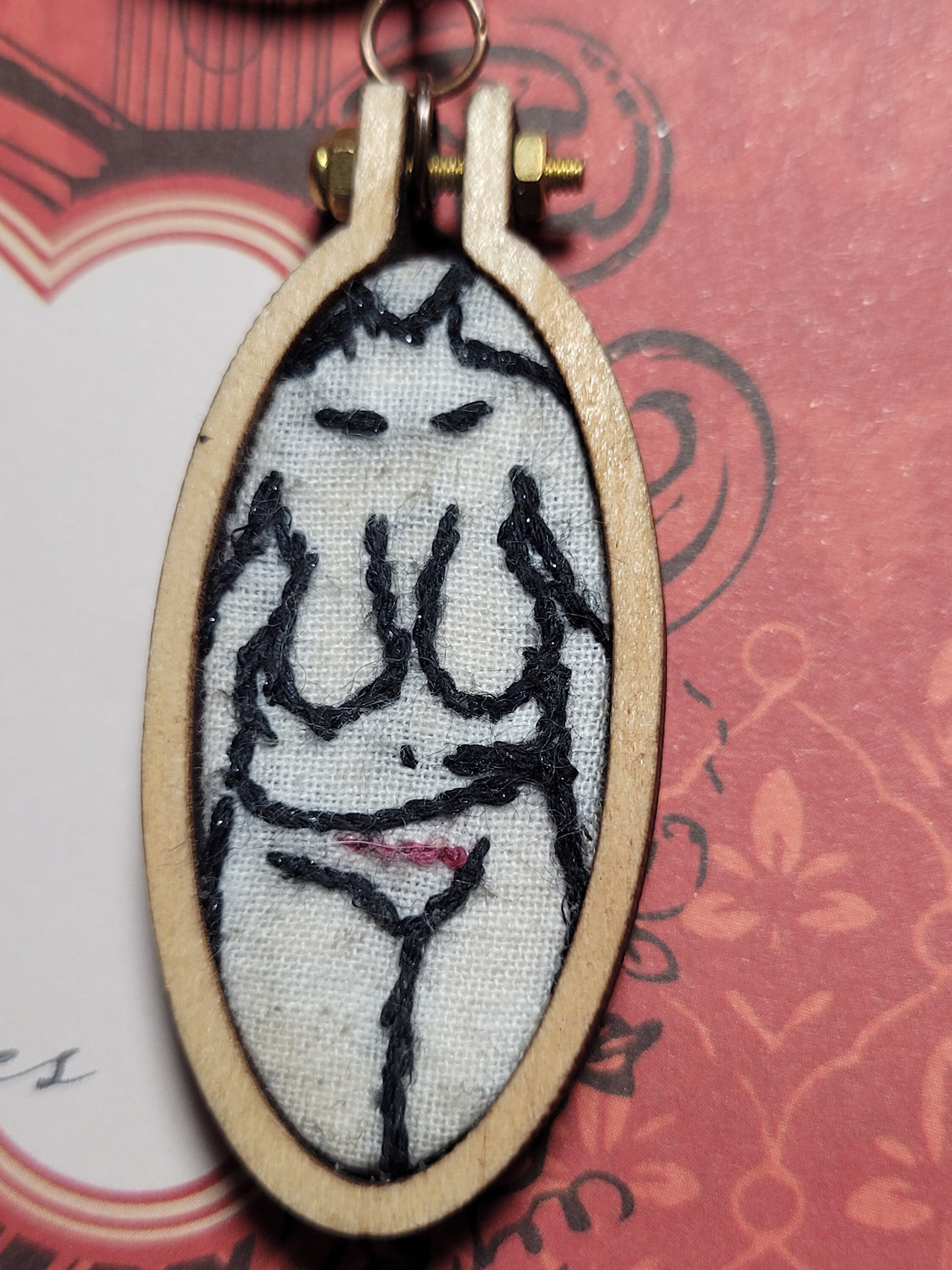 C Section Scar Necklace | Hand-embroidered Line Drawing of Woman With ...