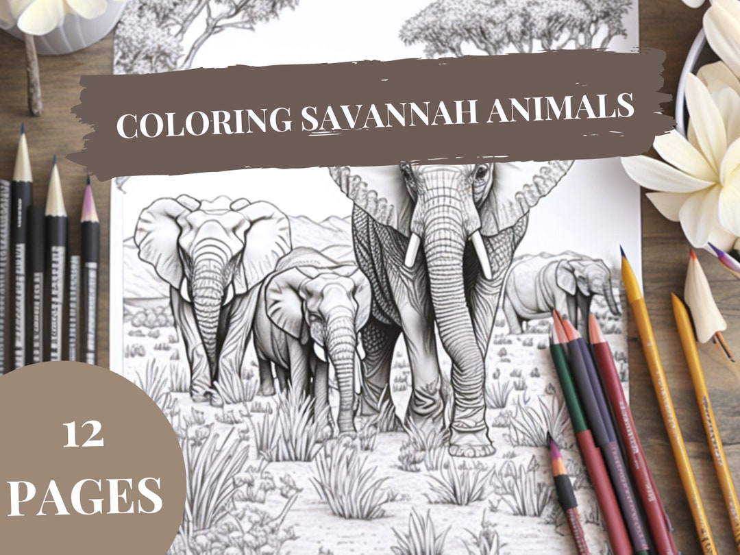 12 Savannah Animals Coloring Pages - Coloring Pages for Adults & Kids ...